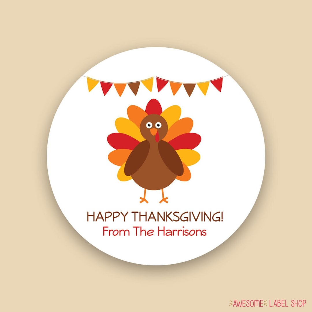 Happy Thanksgiving Stickers, Turkey Labels, Turkey Stickers ...