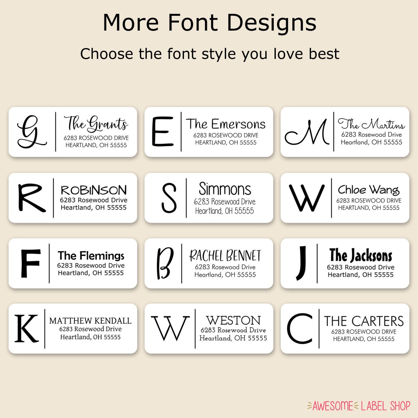 Monogram Address Labels PRINTED, Personal Address Labels, Return ...