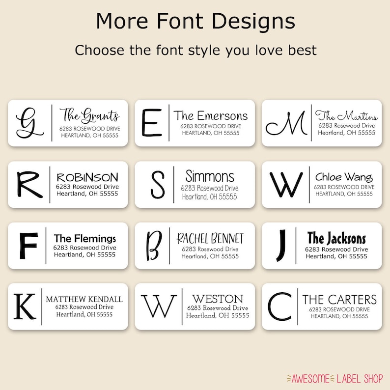 Monogram Address Labels PRINTED, Personal Address Labels, Return Address Labels Stickers, Clear ...