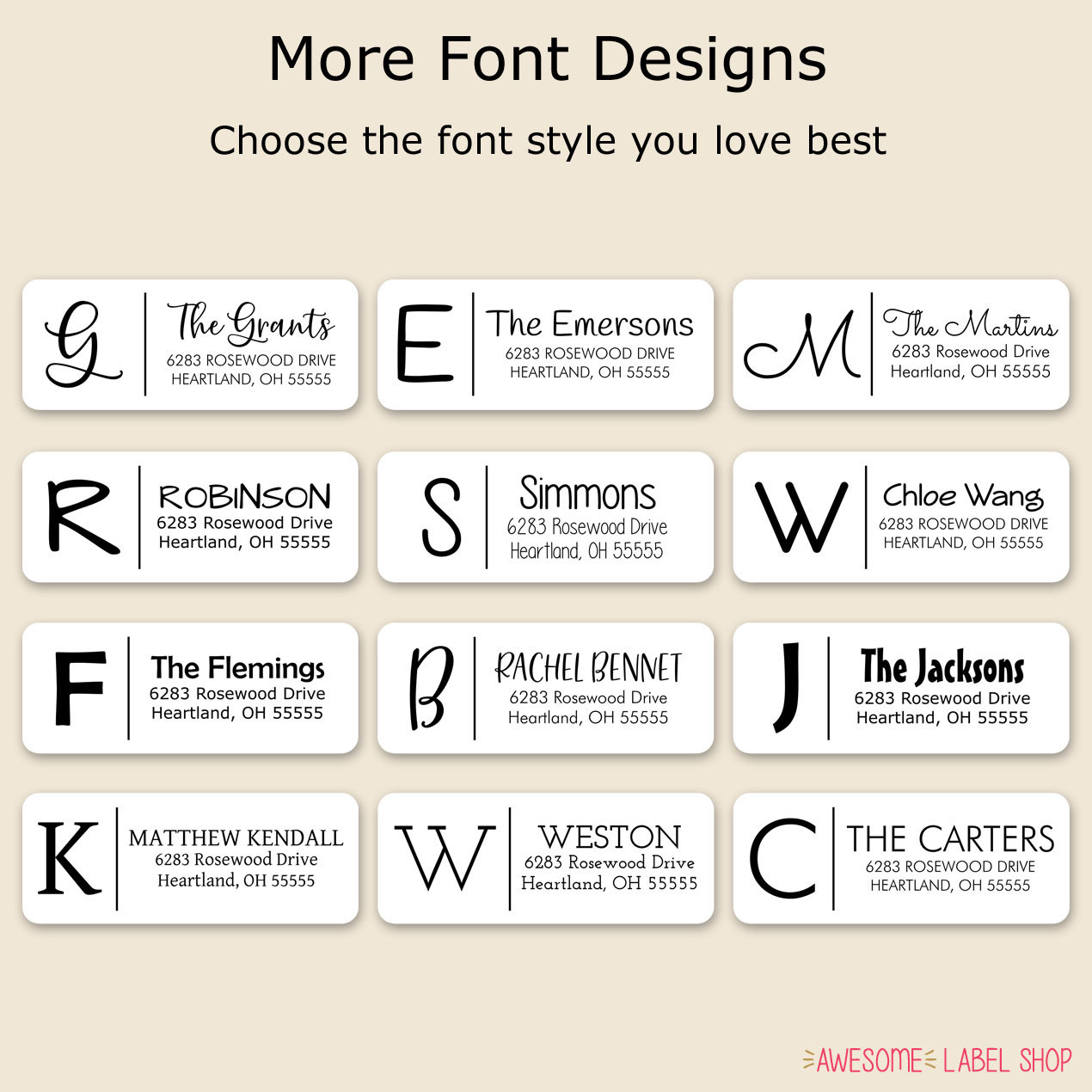 Monogram Address Labels PRINTED, Personal Address Labels, Return ...
