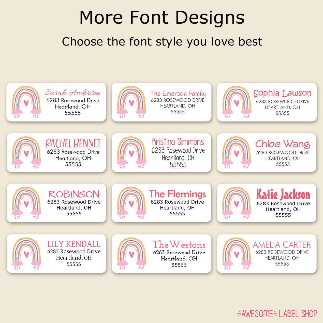 Rainbow Address Stickers, Bridal Shower Address Labels, Valentine ...