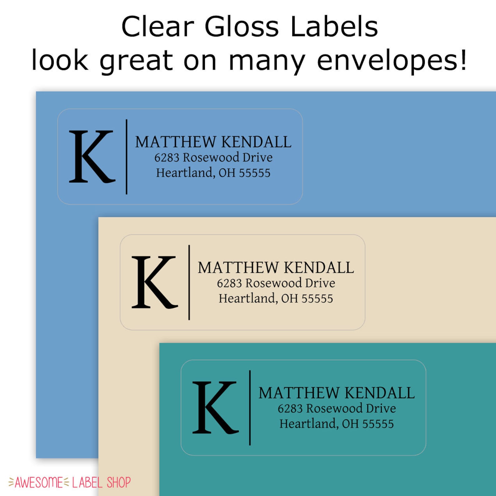 Monogram Address Labels PRINTED, Personal Address Labels, Return ...