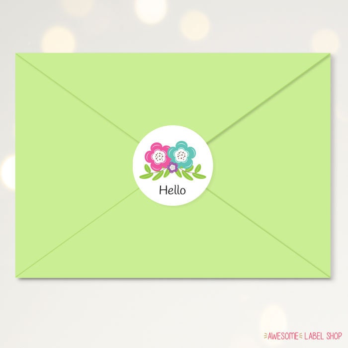 Envelope Seals Stickers, Spring Envelope Seal, Hello Stickers, Round ...