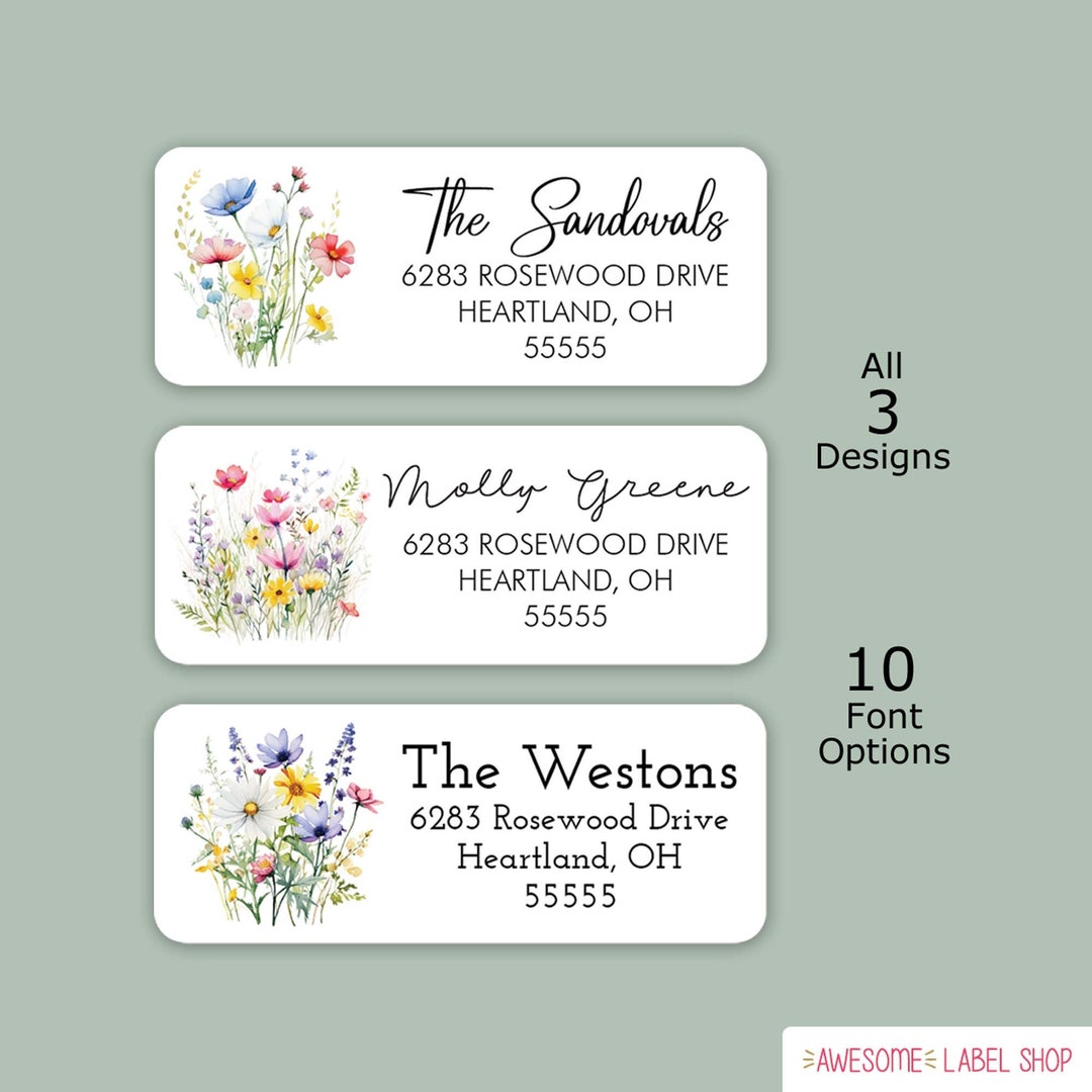 Wildflower Address Labels, Floral, Wildflower Meadow, Personalized ...