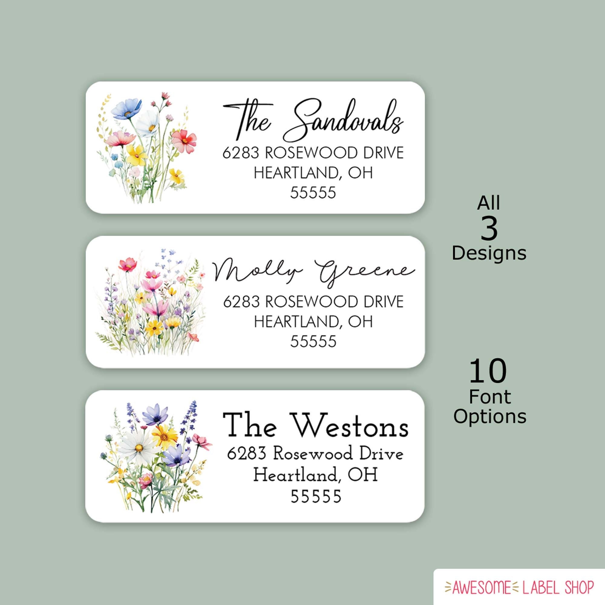 Wildflower Address Labels, Floral, Wildflower Meadow, Personalized ...