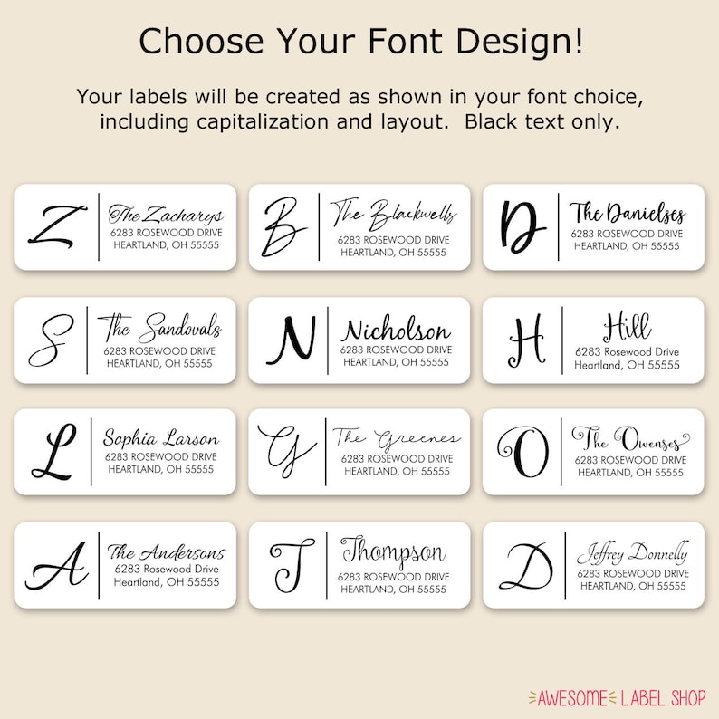 Monogram Address Labels PRINTED, Personal Address Labels, Return ...