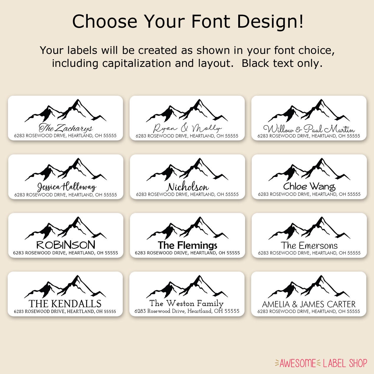 Mountain Return Address Labels, Nature Address Labels, Hiking Theme ...