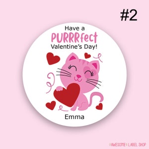 Cat Valentine Stickers, Kitty Valentine Labels, Girl Valentine Stickers ...