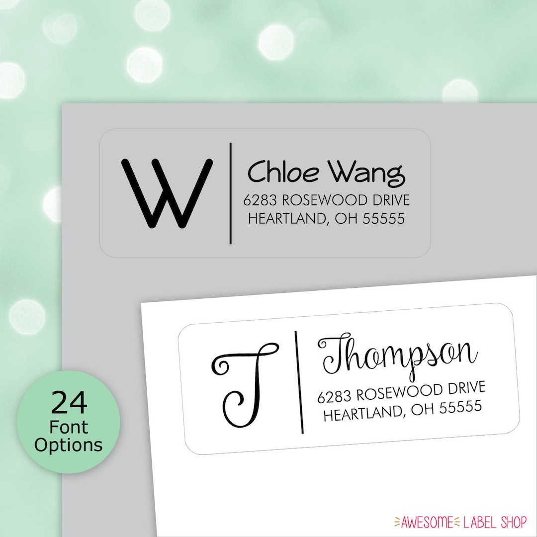 Monogram Address Labels PRINTED, Personal Address Labels, Return ...