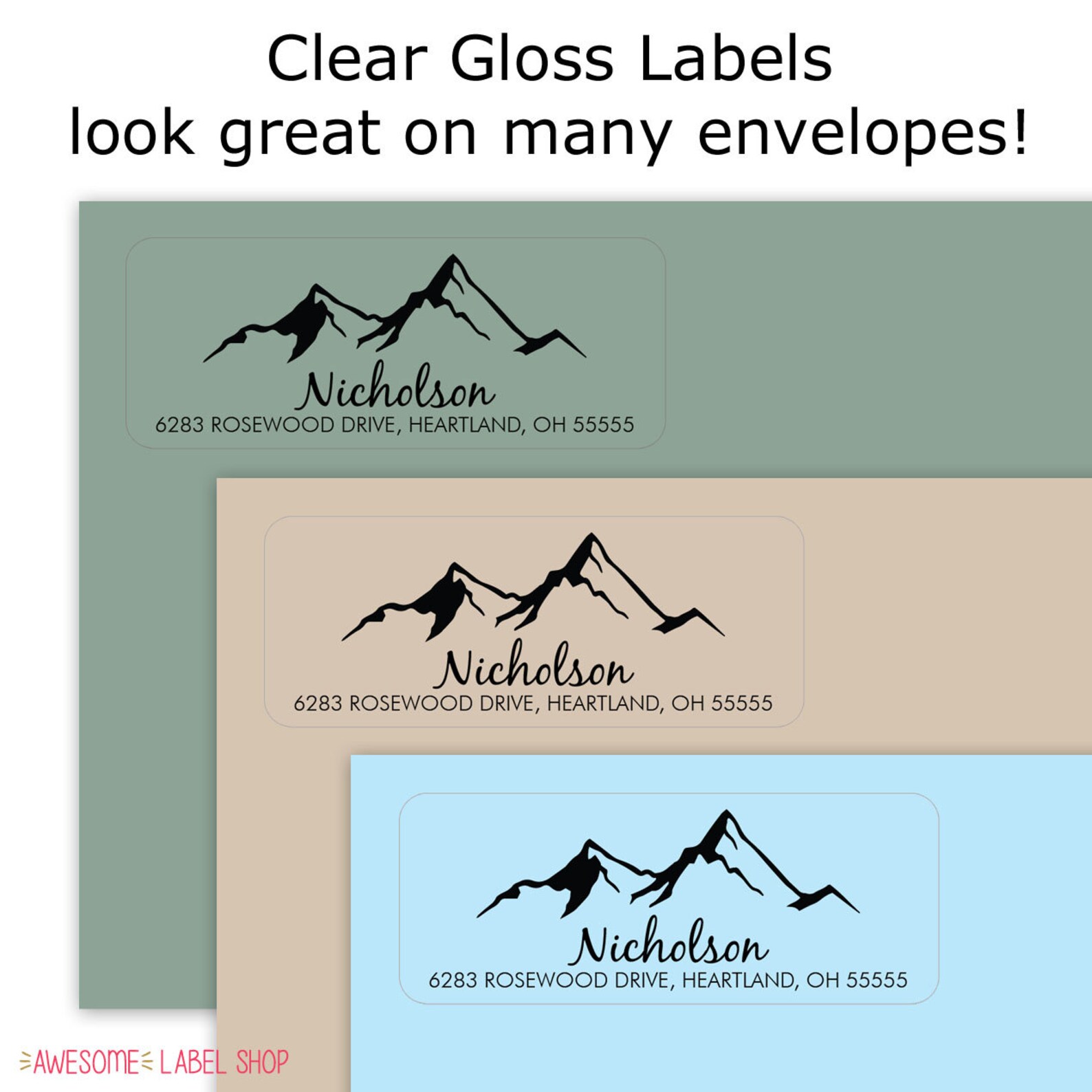 Mountain Return Address Labels, Nature Address Labels, Hiking Theme ...
