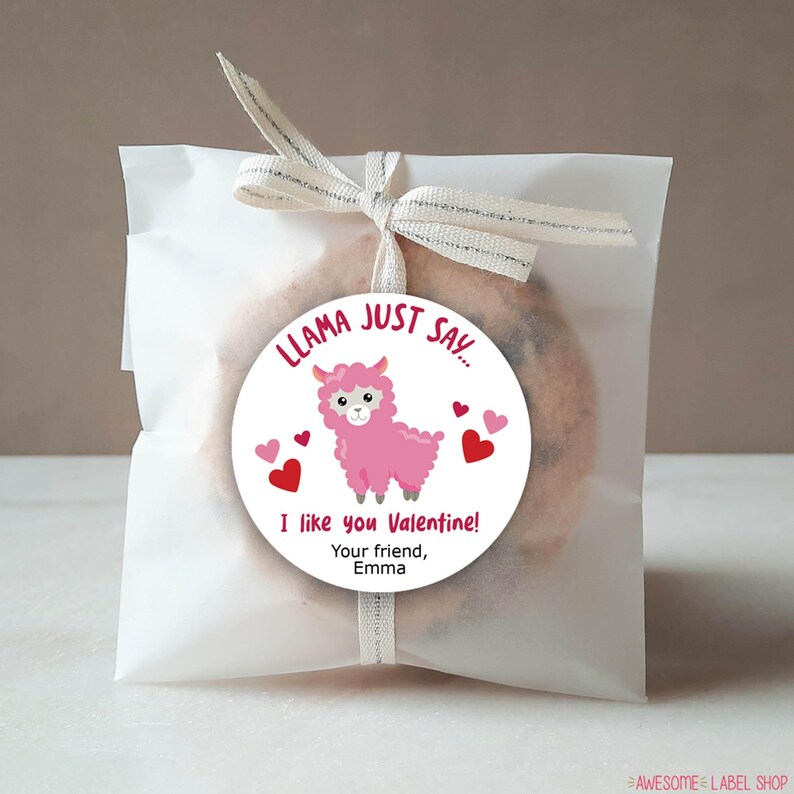 Llama Valentine Stickers for Kids, Personalized Valentine Labels for ...