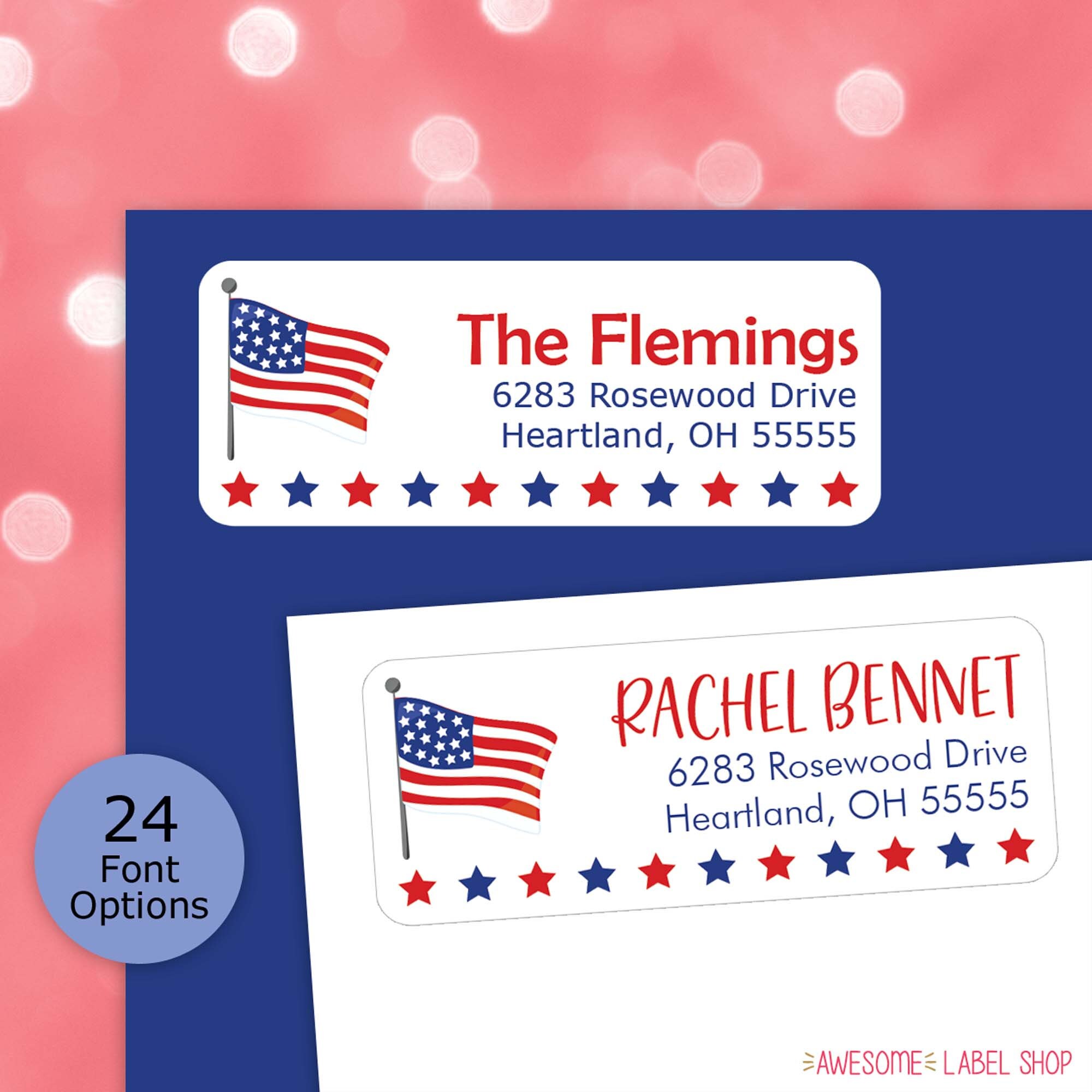 American Flag Address Labels, Patriotic Address Labels, 4th of July ...