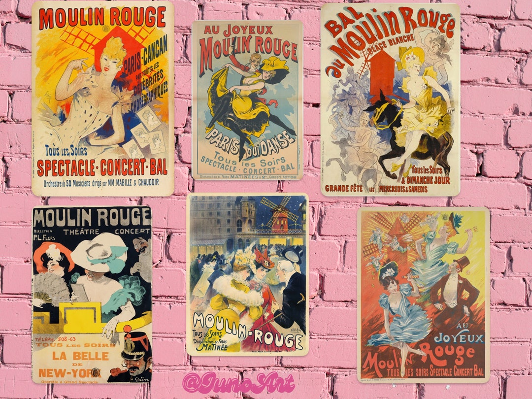 Set of 6 Moulin Rouge Antique Prints, Digital Download, Printable Wall ...
