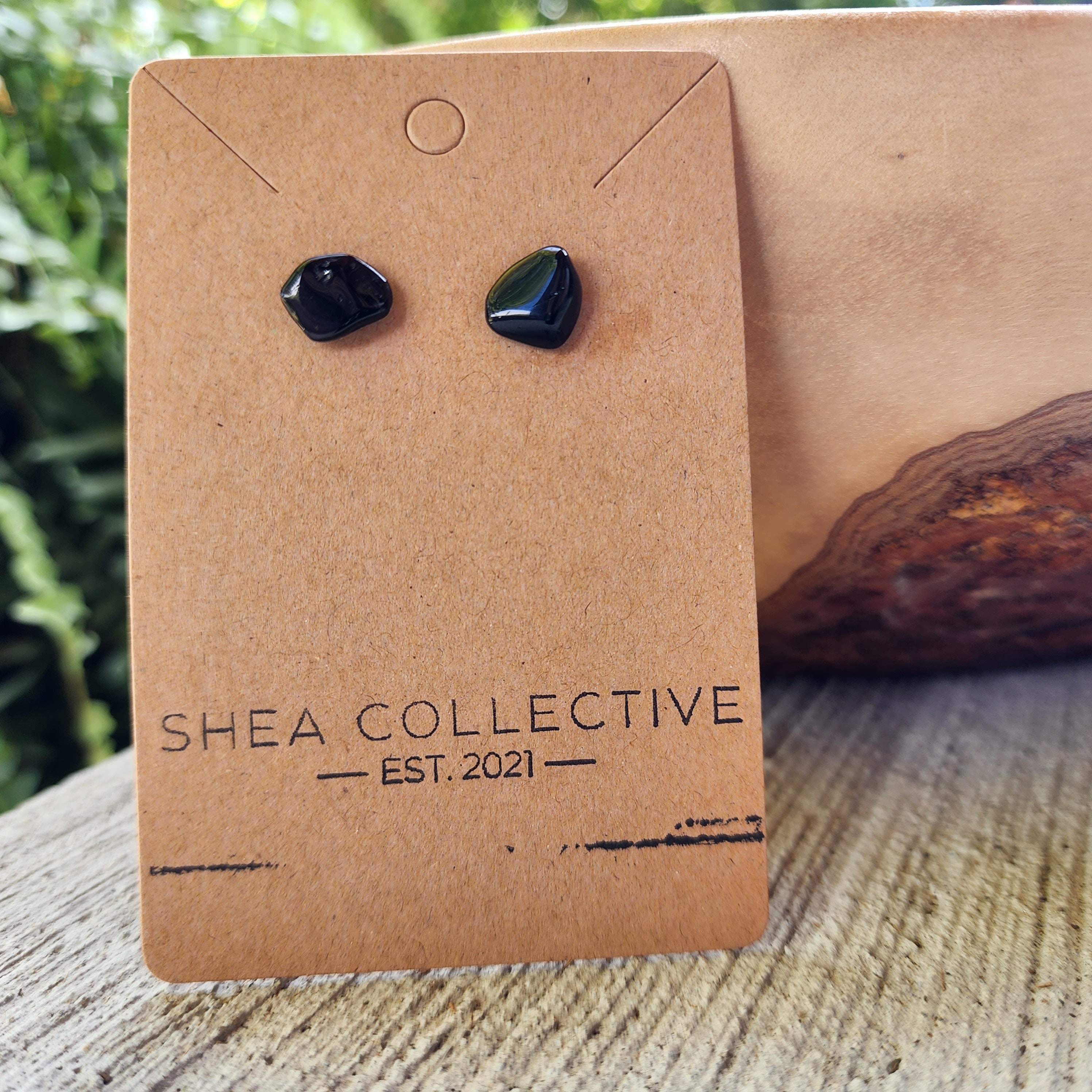 Black Obsidian Gemstone Crystal Stud Earrings Healing Everyday - Etsy