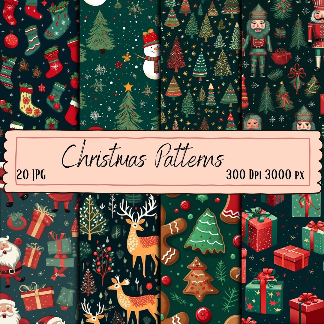 Christmas Digital Pattern and Paper Graphics, Downloadable Models ...