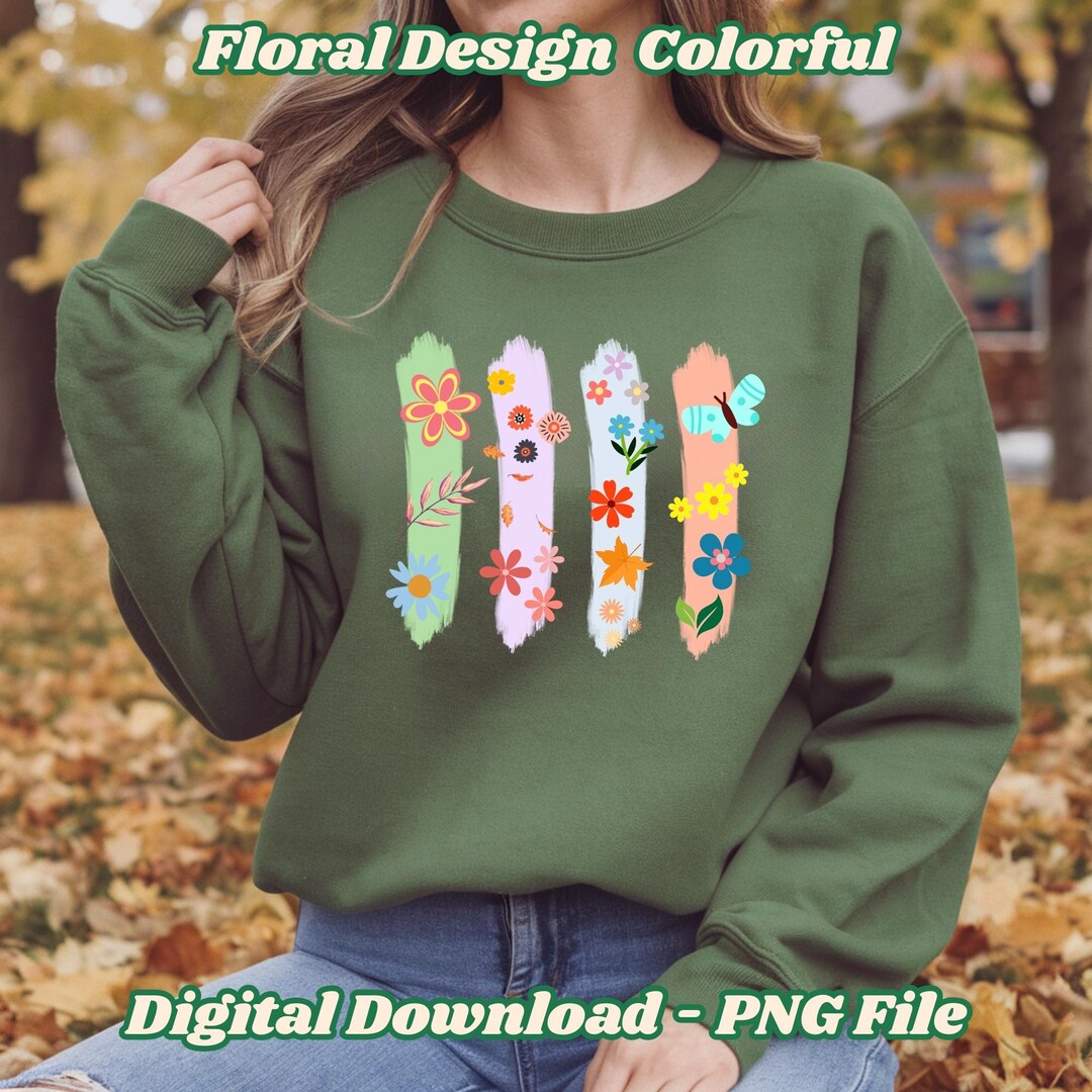 Floral Brush Stroke Png, Boho Flowers Png, Colorful Doodle Brush ...
