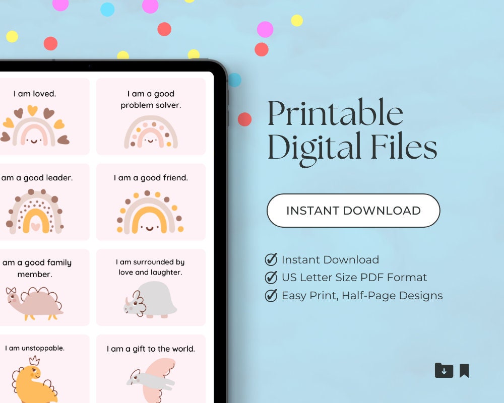 32 Printable Positive Affirmations for Toddlers & Little Girls - PDF ...