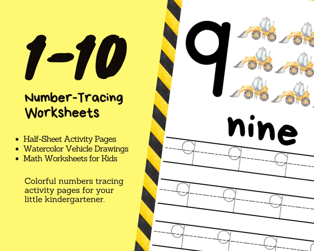 1-10 Printable Numbers Tracing Worksheets, Trucks - Homeschool ...