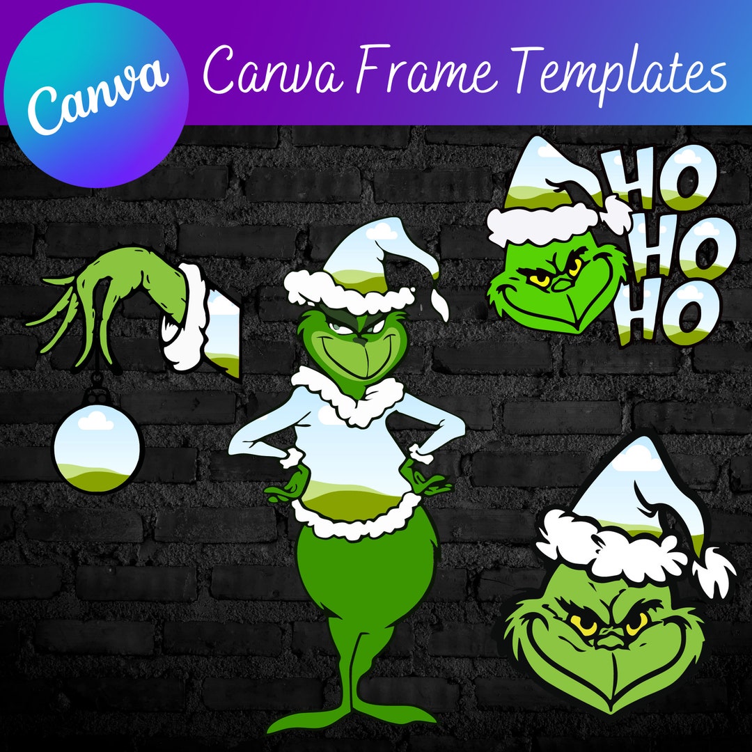 Grinch Canva Template Frames, Editable Frames - Etsy