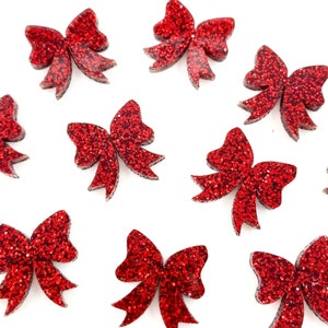 Red Glitter Bow Acrylic Blanks, DIY Christmas Bows Earrings, Blanks for ...