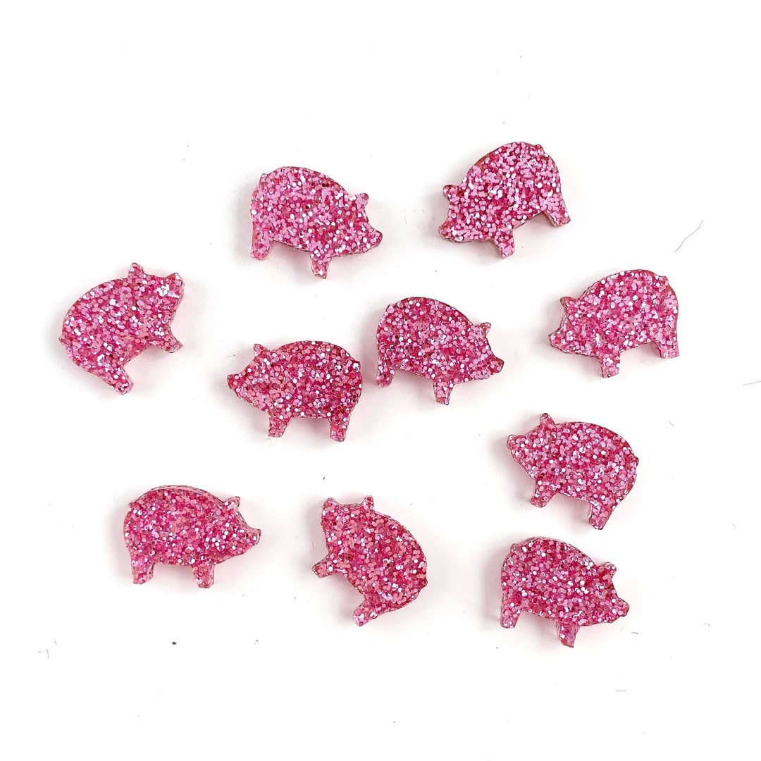 Pink Glitter Pig Acrylic Blanks, Stock Show Farm Animals DIY Earrings ...