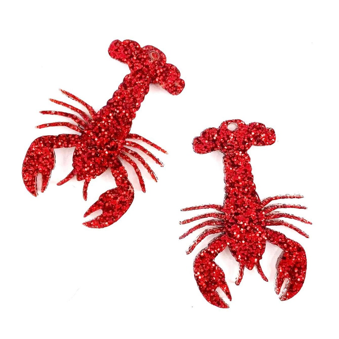 Mardi Gras Red Glitter Crawfish Acrylic Earring Blanks - DIY Dangle ...