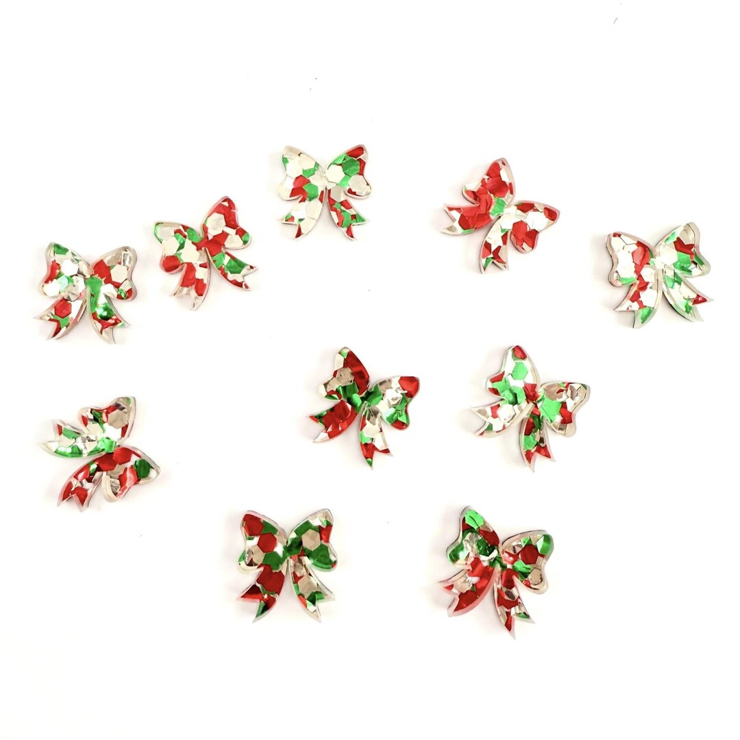 Christmas Confetti Bow Acrylic Blanks, DIY Jewelry for Earring Makers ...