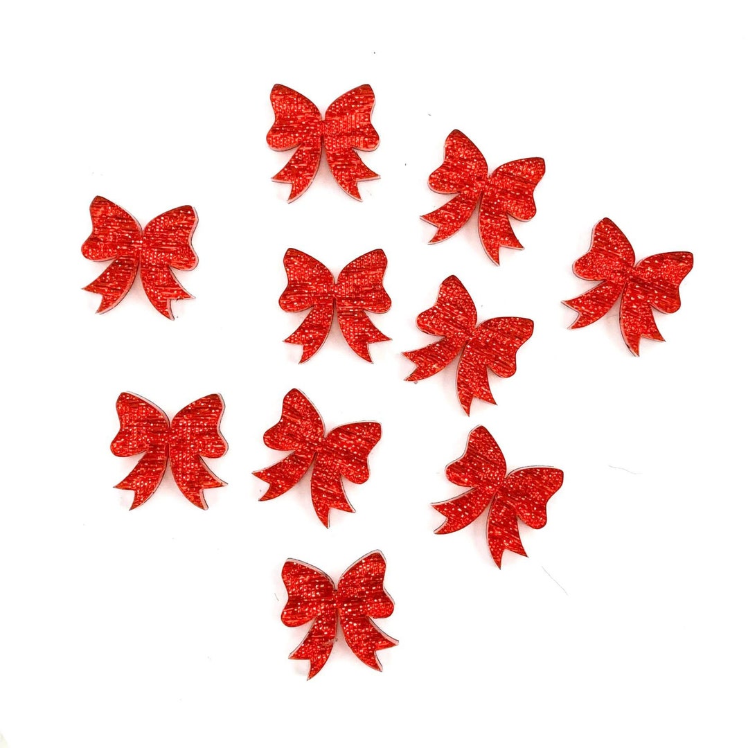 Red Saffiano Shimmer Bow Acrylic Blanks, DIY Earring, Jewelry Blanks ...
