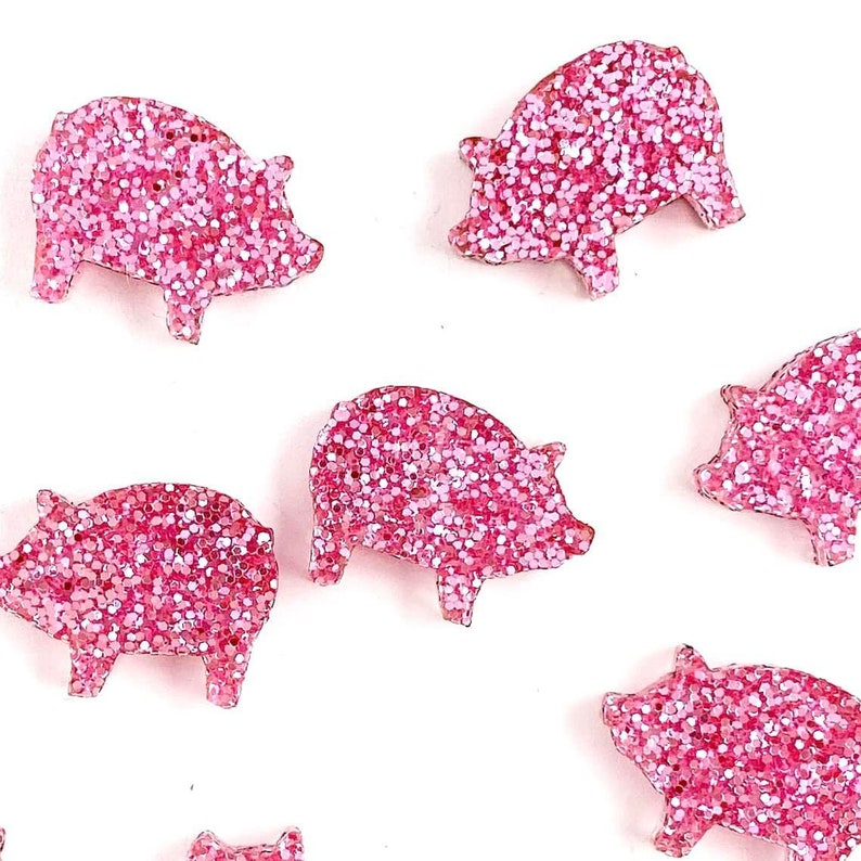 Pink Glitter Pig Acrylic Blanks, Stock Show Farm Animals DIY Earrings ...