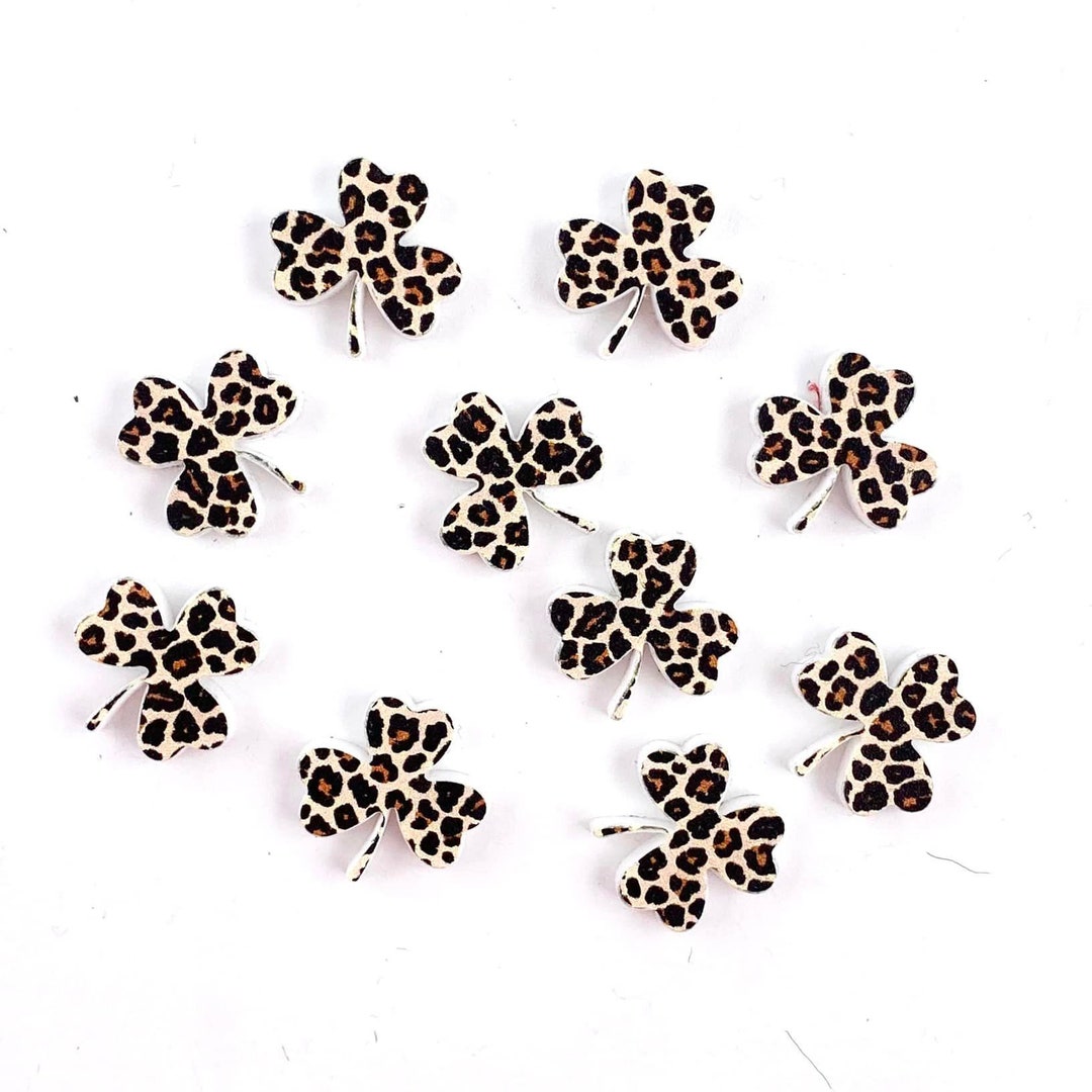 Matte Leopard Shamrock Acrylic Blanks, DIY Acrylic Jewelry Blanks ...