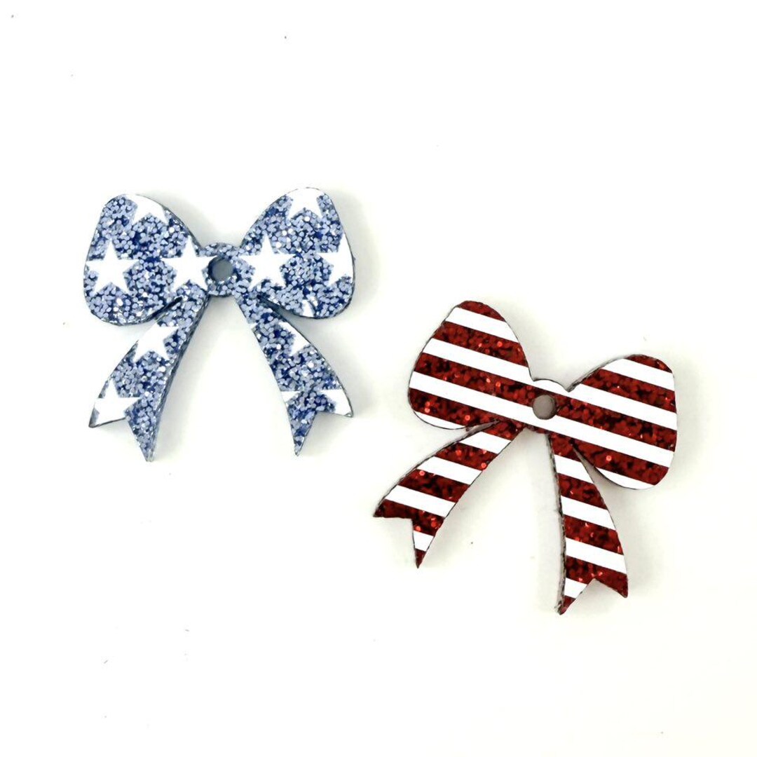 Stars and Stripes Acrylic Bow Blanks: Patriotic DIY Earrings (6 Pieces ...