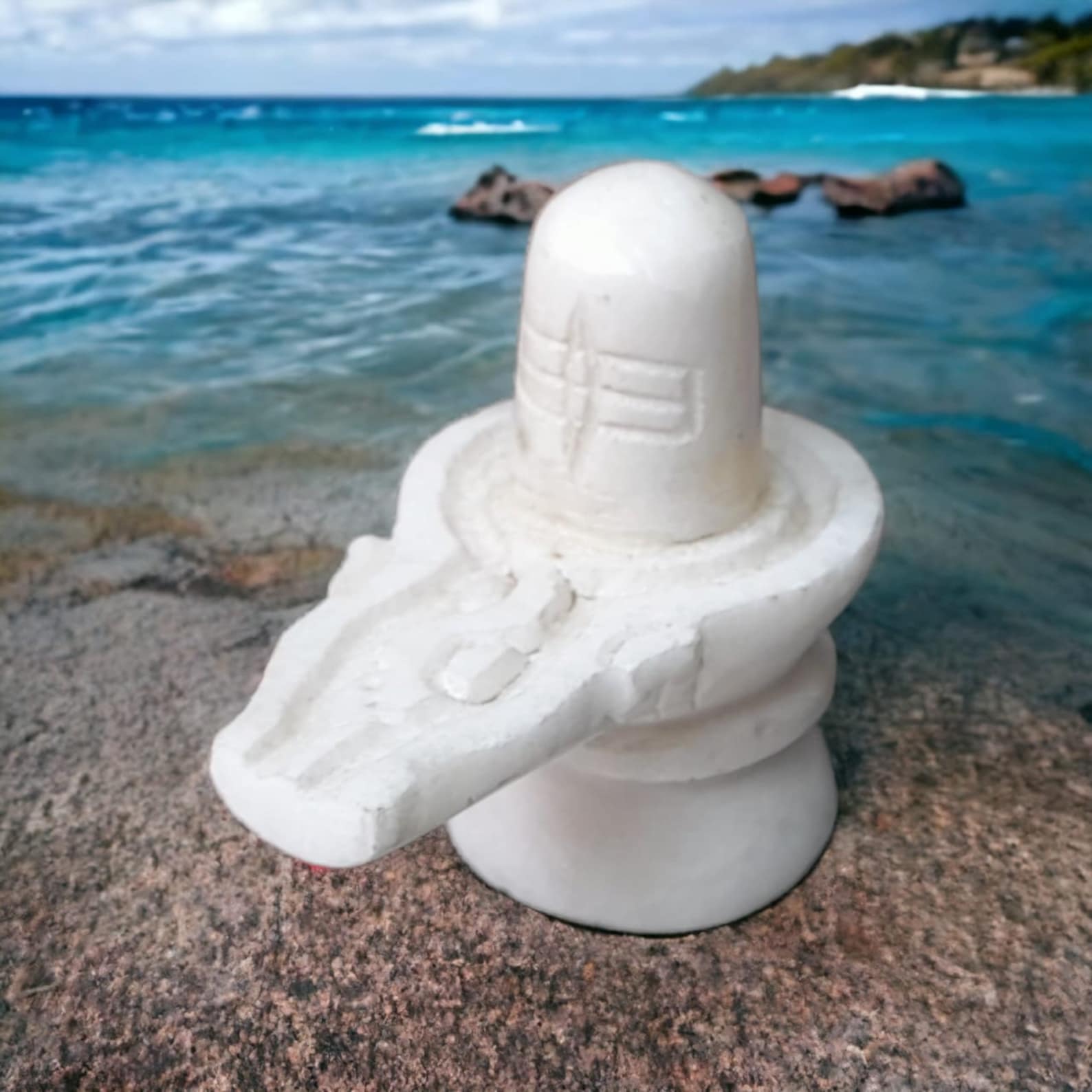 White Marble Shiva Lingam 3inch/8cm Shiv Ling Stone Idol Murti Statue ...