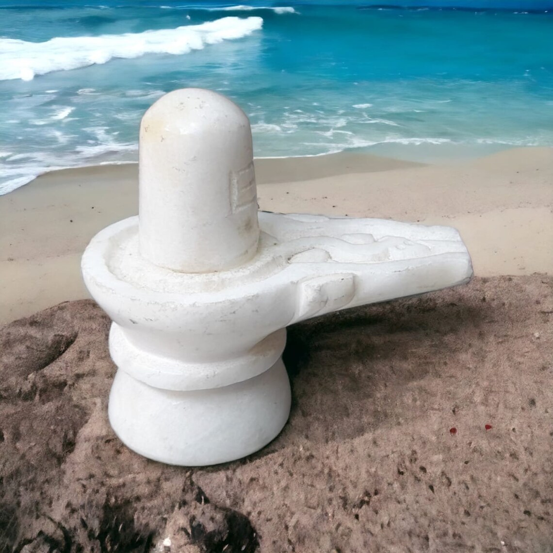 White Marble Shiva Lingam 3inch/8cm Shiv Ling Stone Idol Murti Statue ...
