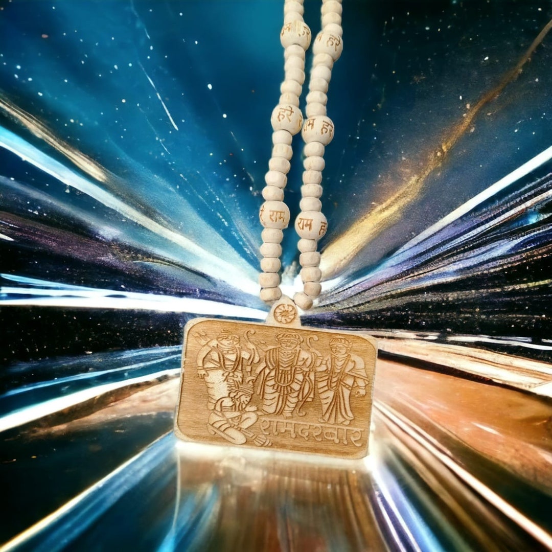 Natural Tulsi Wood Ram Darbar Locket in Pure Tulsi,beads Ram Darbar ...