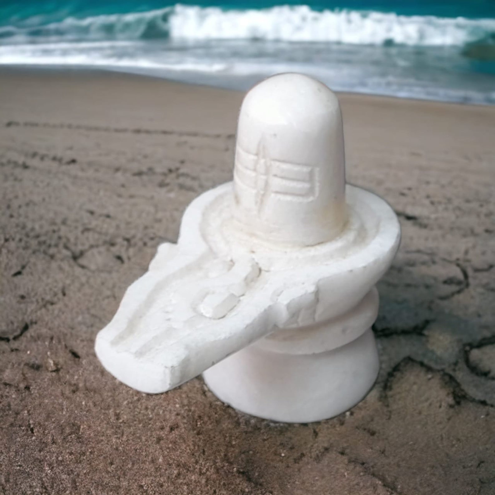 White Marble Shiva Lingam 3inch/8cm Shiv Ling Stone Idol Murti Statue ...