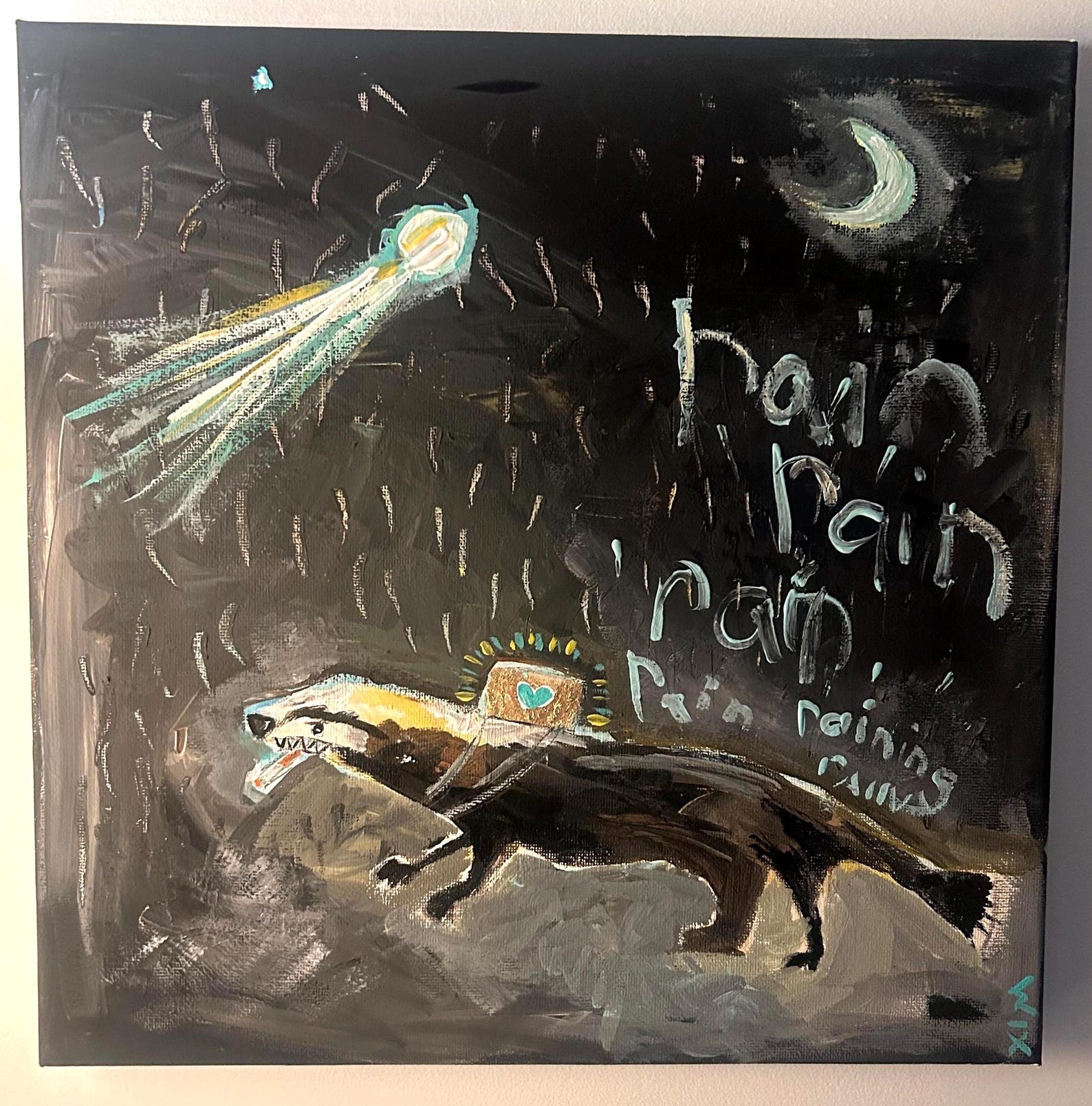 The Honey Badger, the Box and the Meteor. 12x12 Original Acrylic on ...