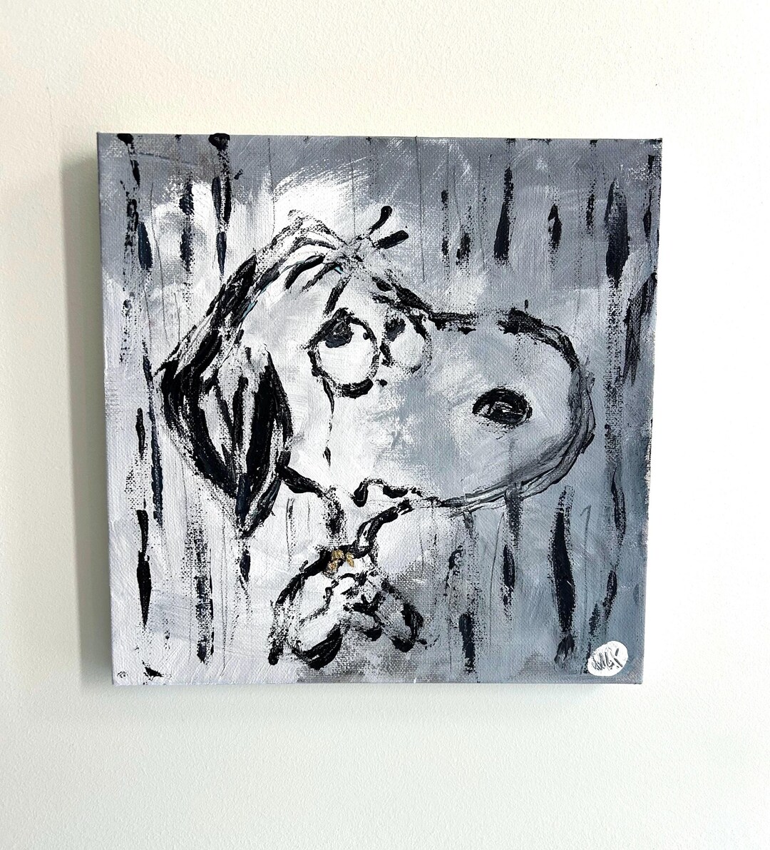 Snoopy Worries Graffiti Pop Art Rain Anxiety Acrylic Painting on Canvas ...