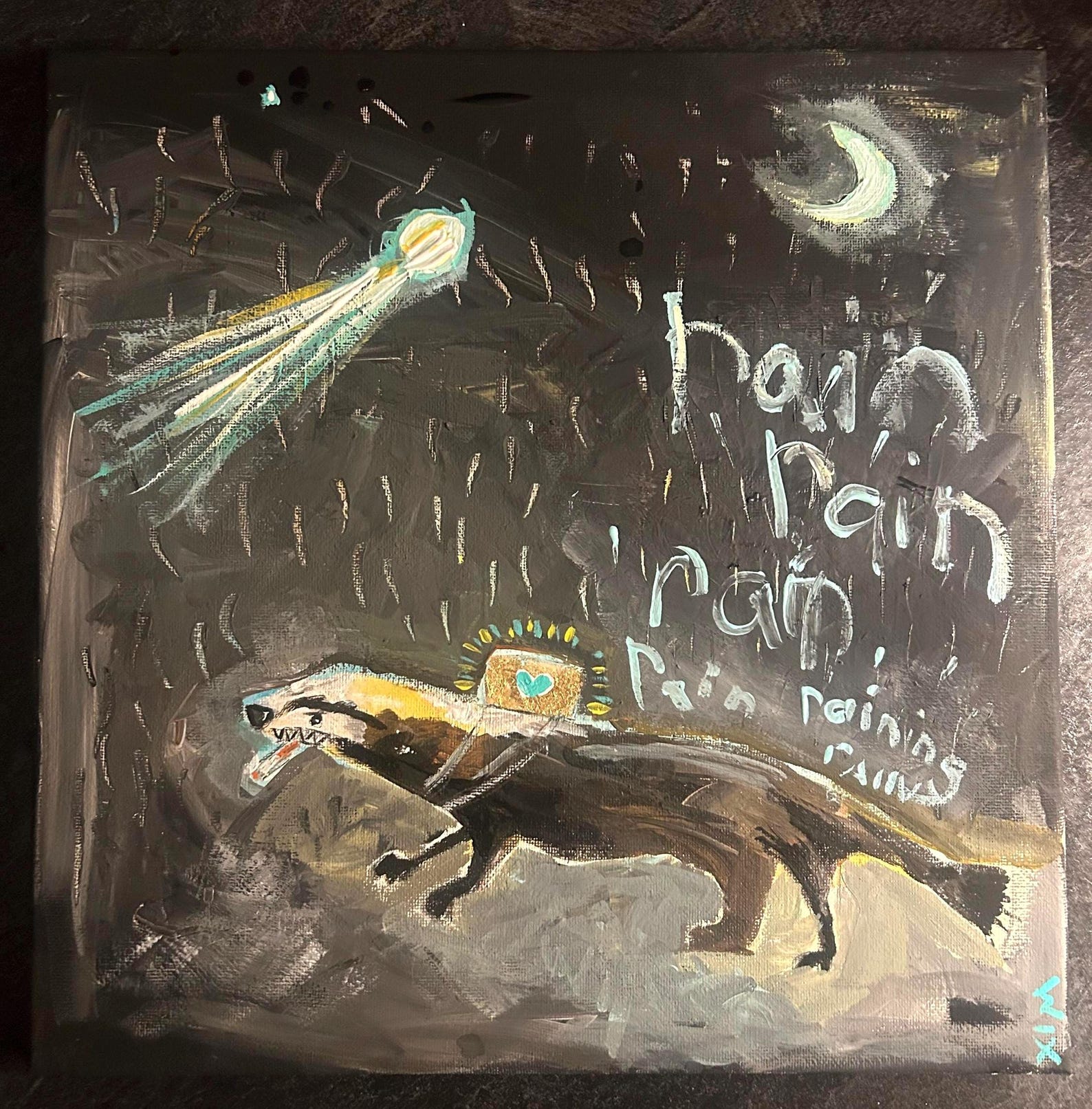 The Honey Badger, the Box and the Meteor. 12x12 Original Acrylic on ...