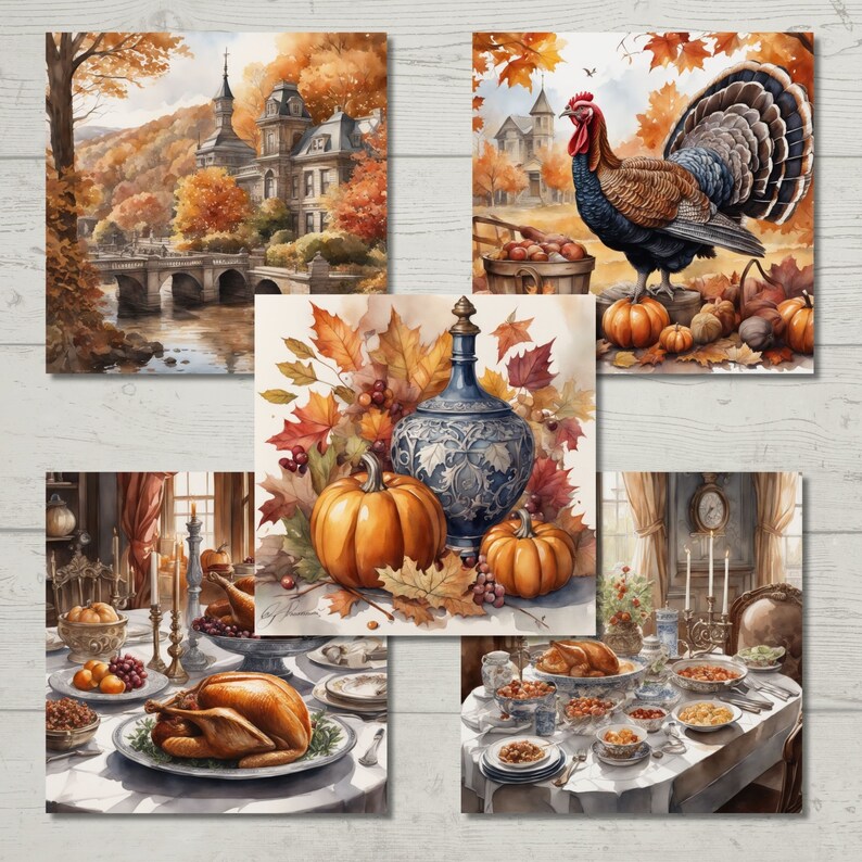 Vintage Thanksgiving Fall Printable Digital Clipart, Autumn ımages ...