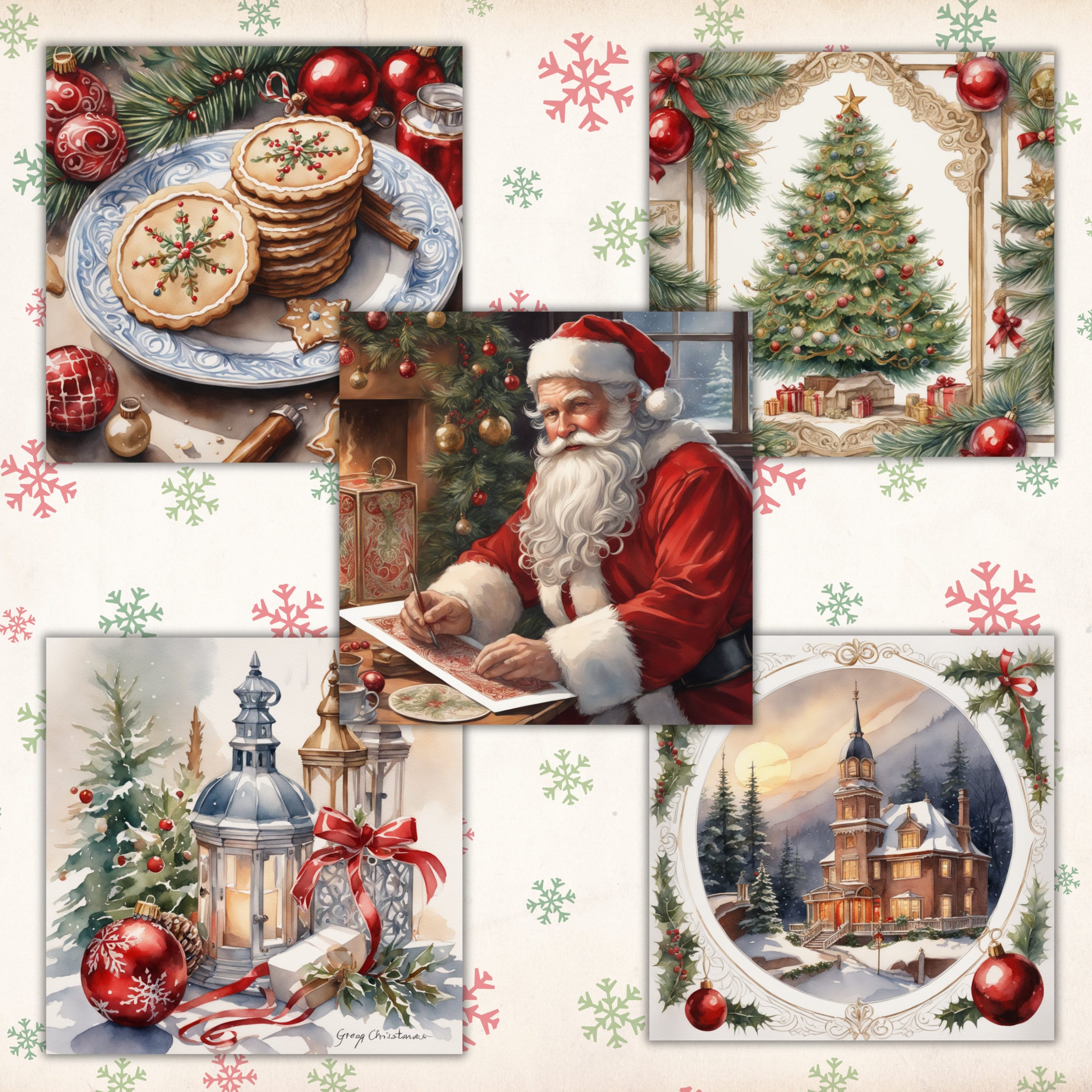 Vintage Victorian Christmas Clipart Digital Paper PNG, Vintage ...