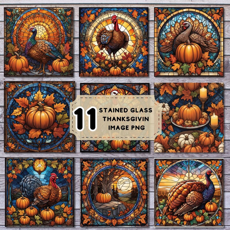 Stained Glass Thanksgiving Printable Png ımage, Pumpkin Png, Autumn ...