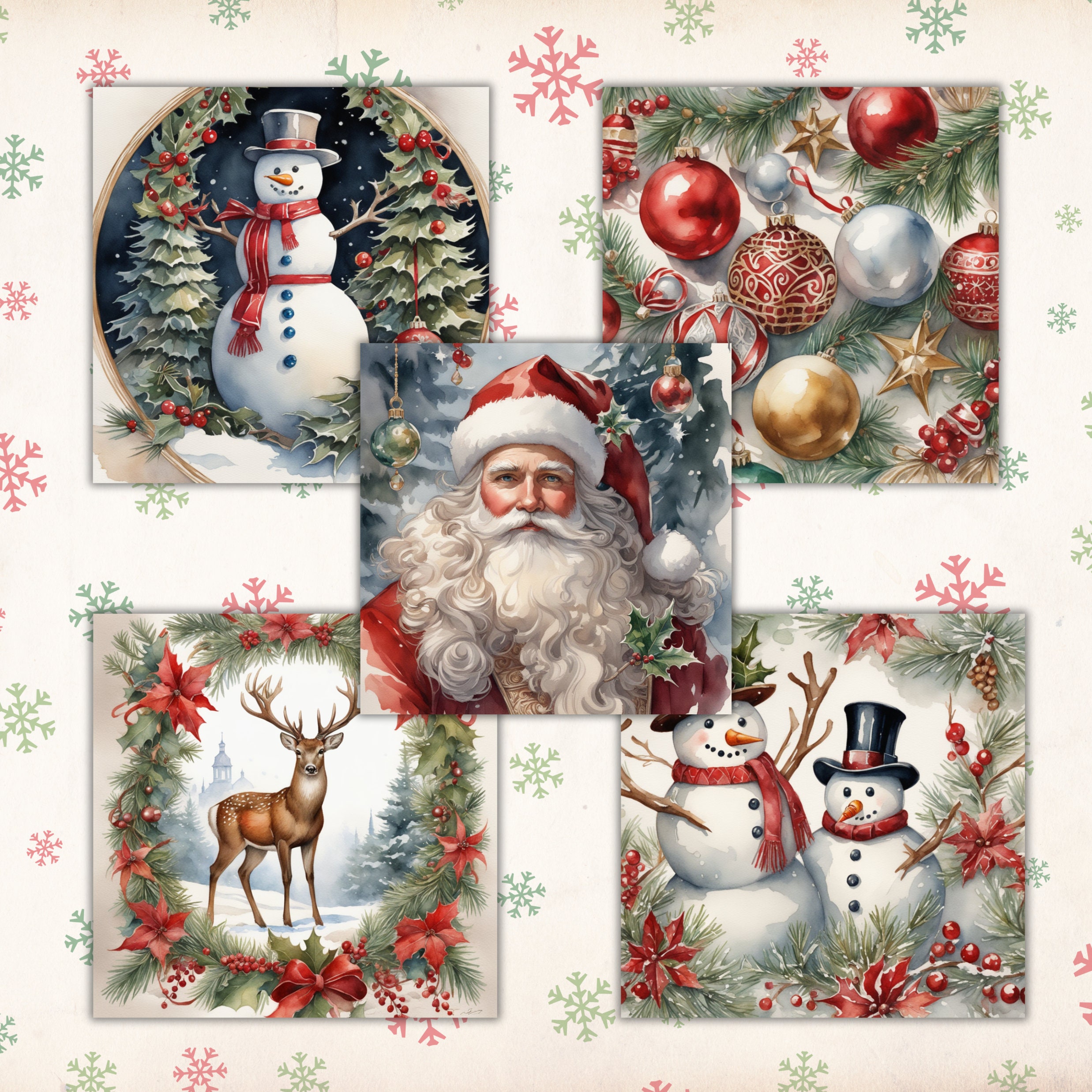 Vintage Victorian Christmas Clipart Digital Paper PNG, Vintage ...