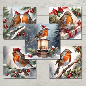 Watercolor Christmas Robins Clipart Printable,digital Download, Birds ...