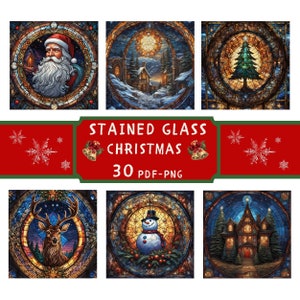 Christmas Stained Glass Printable Download PNG ,christmas Gift Print ...