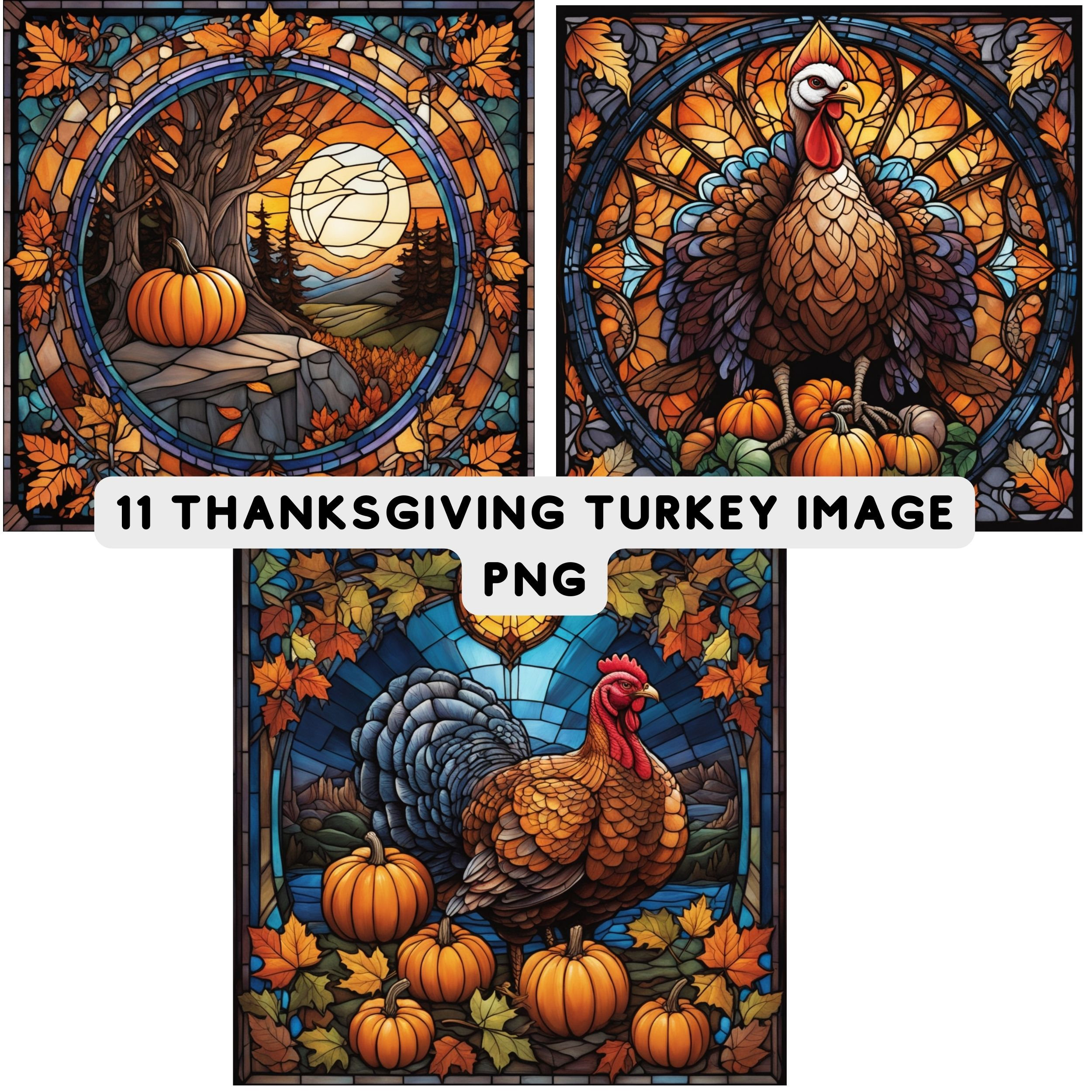 Stained Glass Thanksgiving Printable Png ımage, Pumpkin Png, Autumn ...