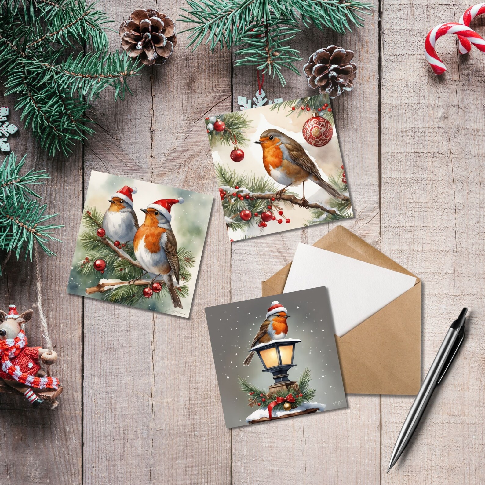 Watercolor Christmas Robins Clipart Printable,digital Download, Birds ...
