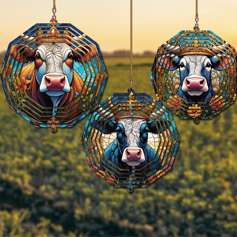 Stained Glass Cow PNG Printable Clipart, 300 Dpı İmages,farm Animals ...