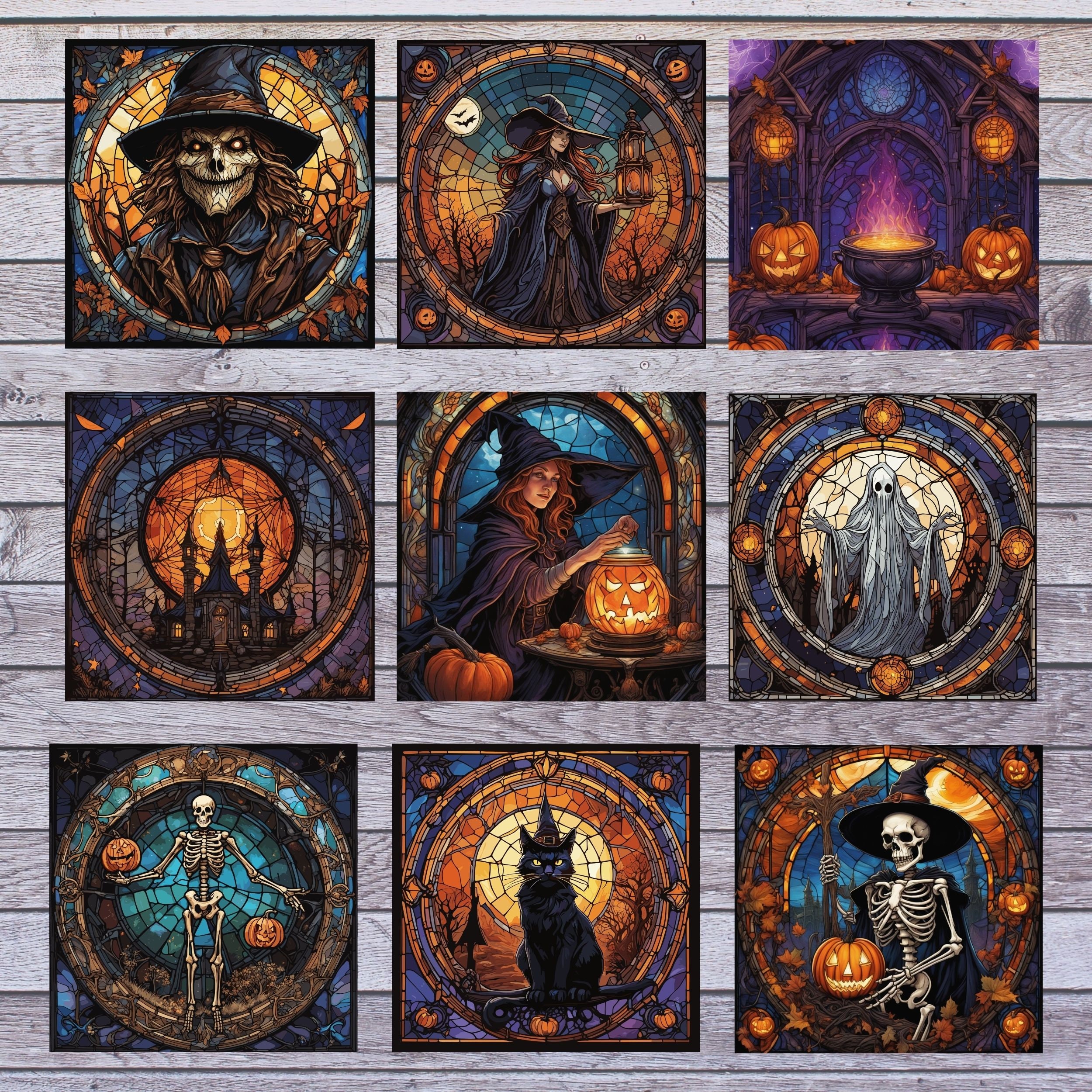 Halloween Stained Glass Printable Pdf -png Download, 20 Desing Pdf ...