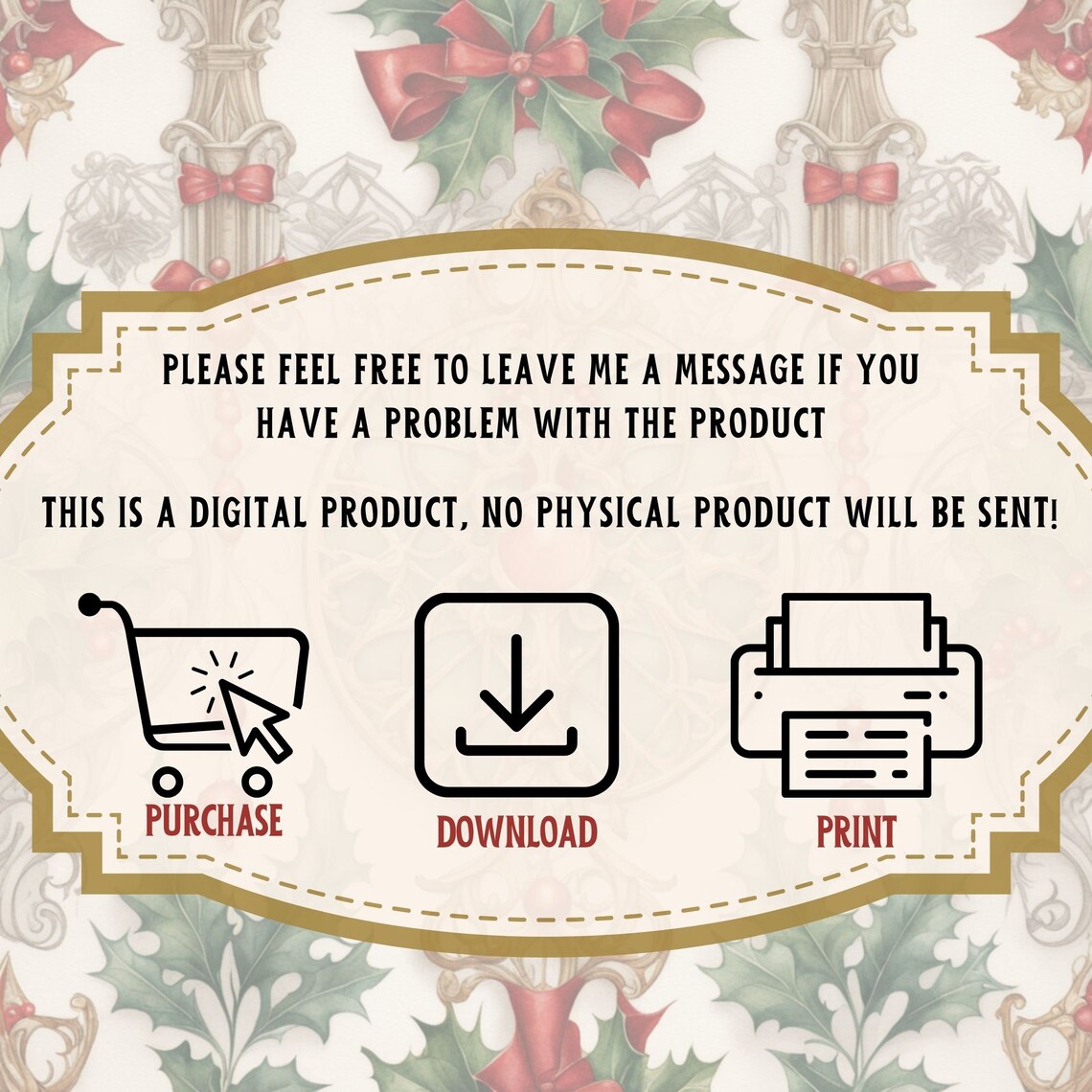 Vintage Christmas Flowers,digital Papers Printable PNG, Gift Wrapping ...