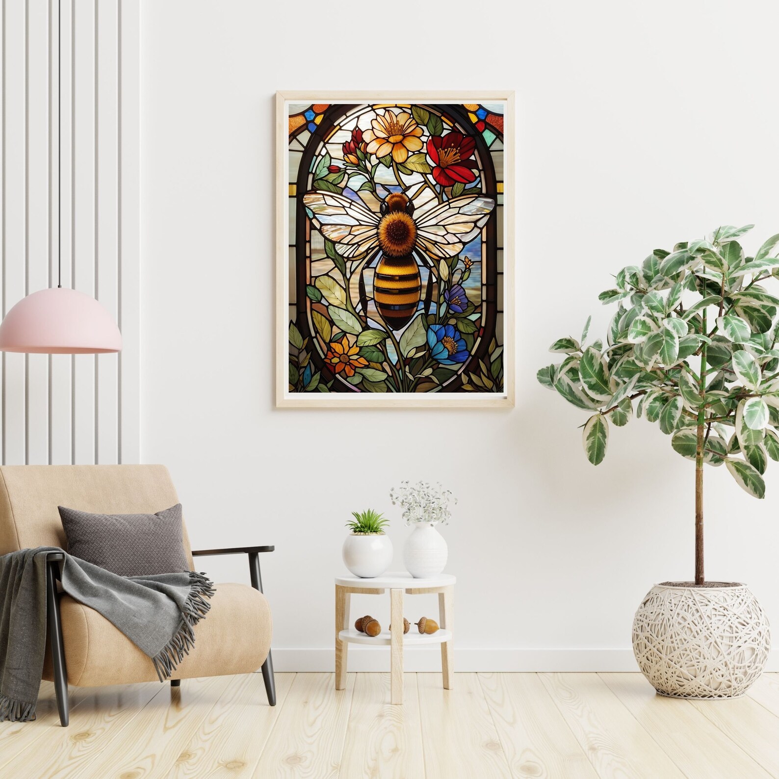 Stained Glass Bee Printable 300 DPI, Digital Download, Stained Glass ...